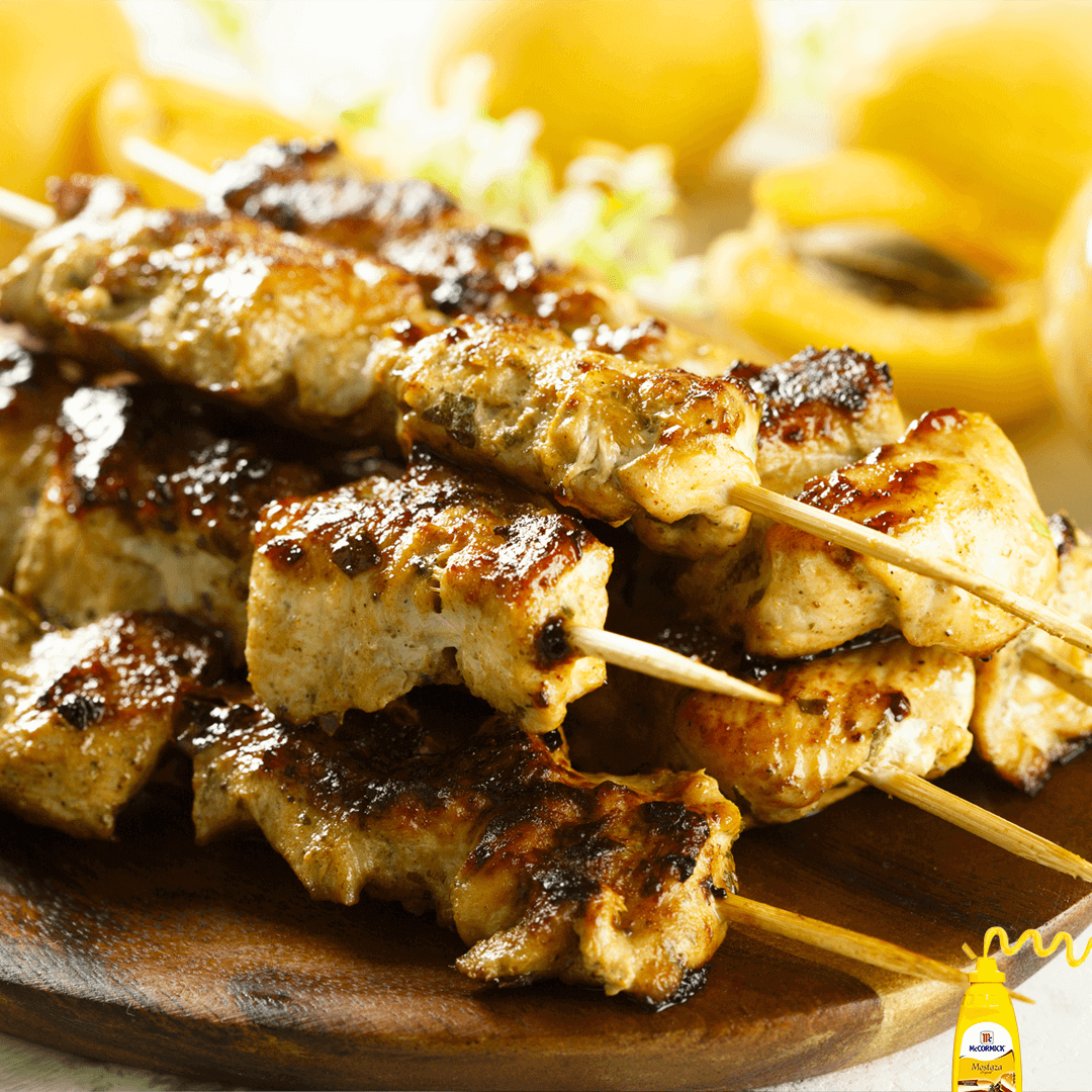BROCHETAS DE POLLO A LA MOSTAZA