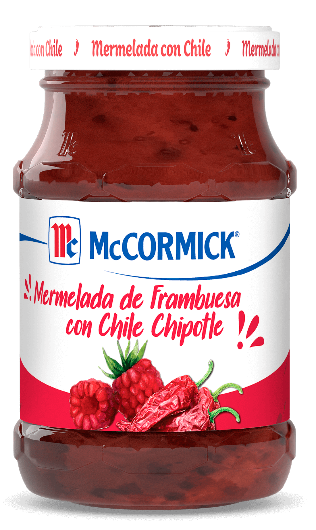 Frasco de mermelada de frambuesa con chile chipotle McCormick