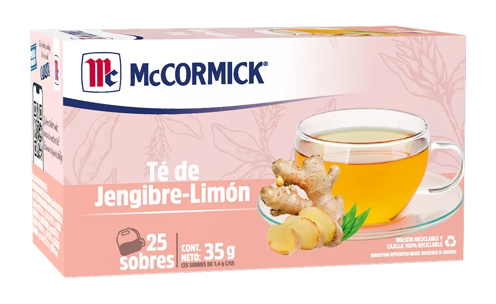 Sobres de té de jengibre con limón McCormick