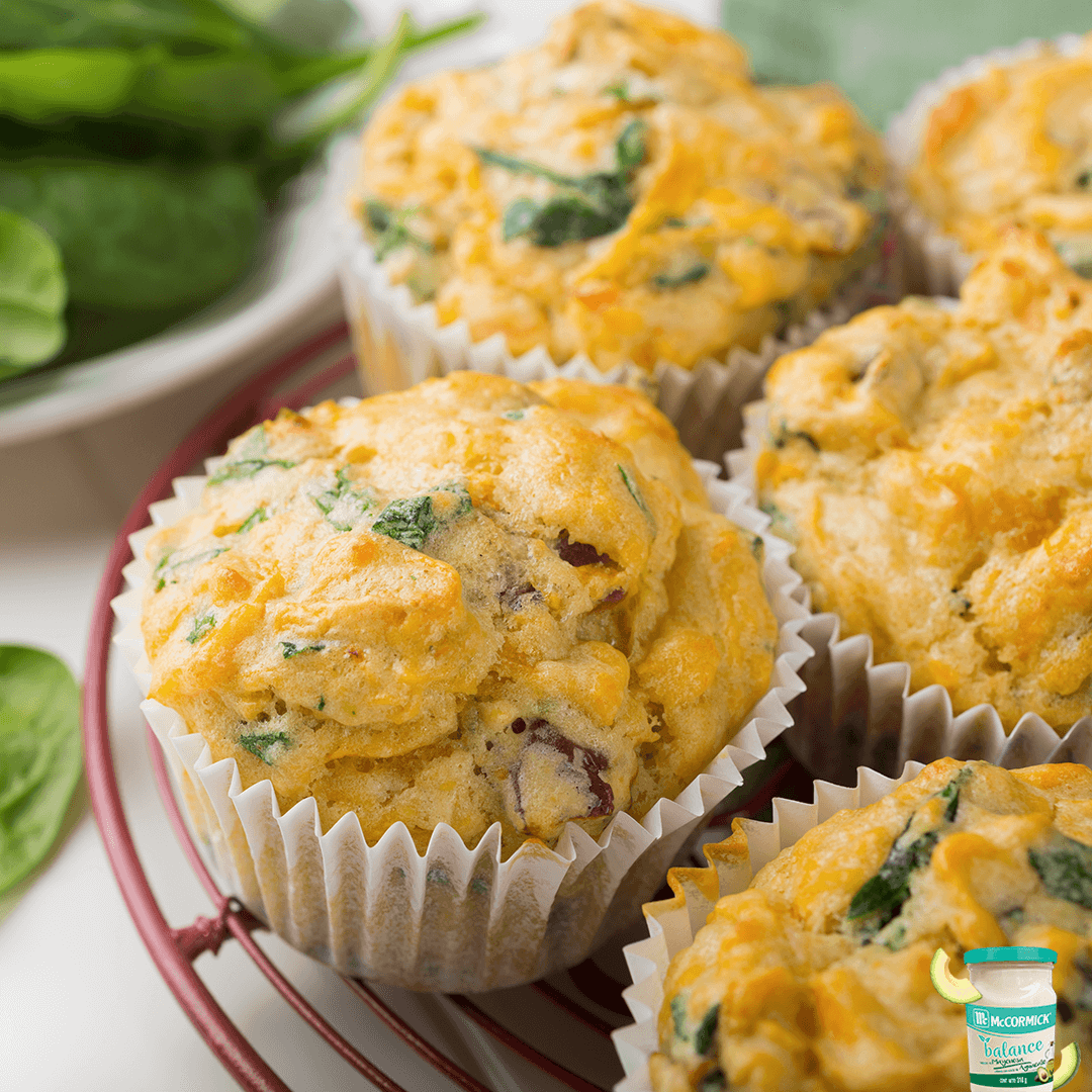 Muffins de espinacas con mayonesa McCormick Balance con aceite de aguacate
