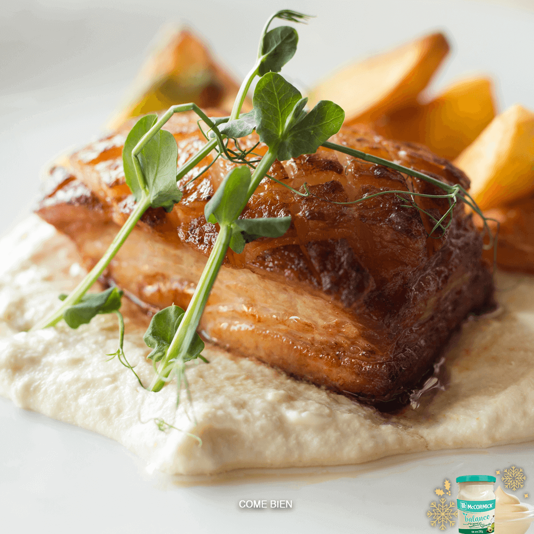 MEDALLONES DE CERDO EN SALSA DE QUESO CON MAYONESA MCCORMICK BALANCE