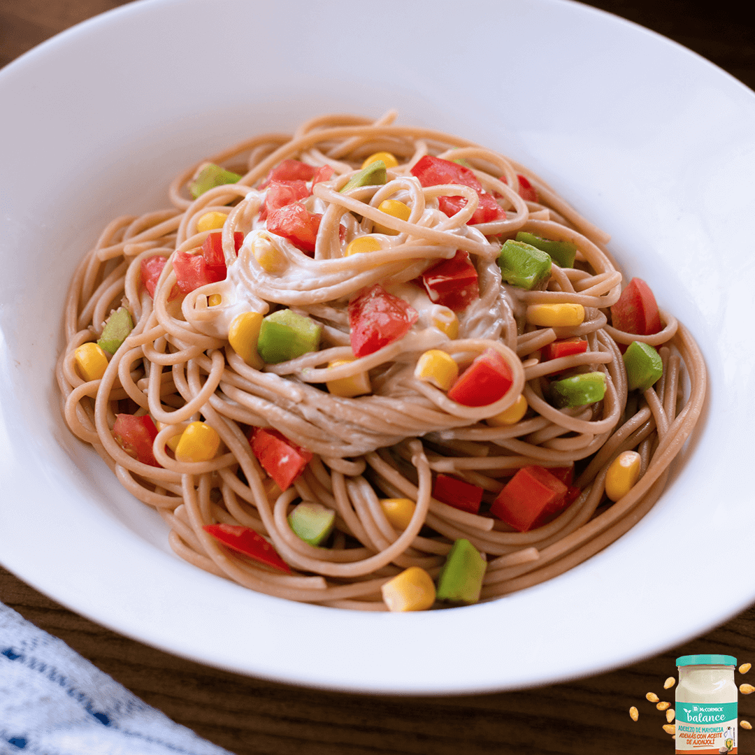 Spaghetti con verduras y Mayonesa con Jugo de Limones McCormick